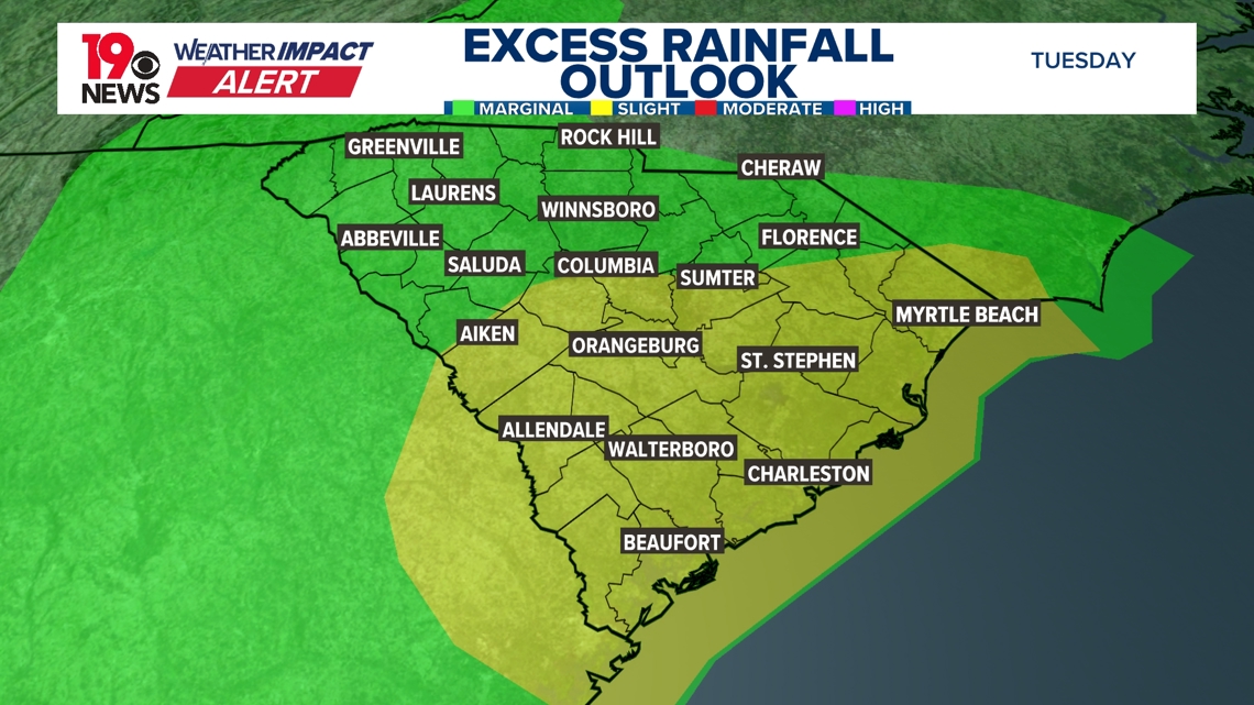 South Carolina faces heavy rain and flooding risk Tuesday | wltx.com