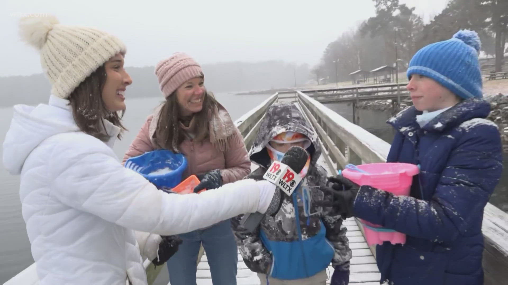 Family enjoys snow on Lake Murray in South Carolina | wltx.com