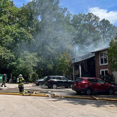 Two-alarm apartment fire on Bush River Road displaces 23 residents ...