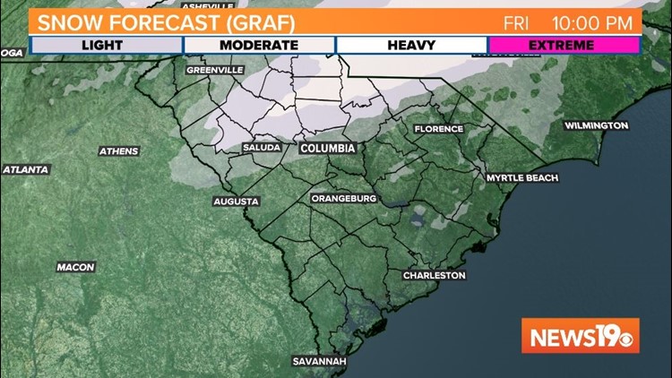 South Carolina snow ice weather forecast for Friday, January 21 | wltx.com