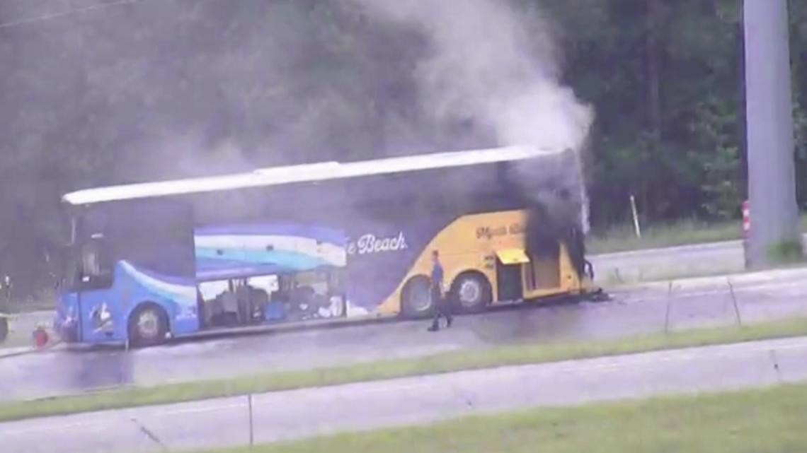Charter bus fire on I-77 slows traffic near Blythewood, children safe ...
