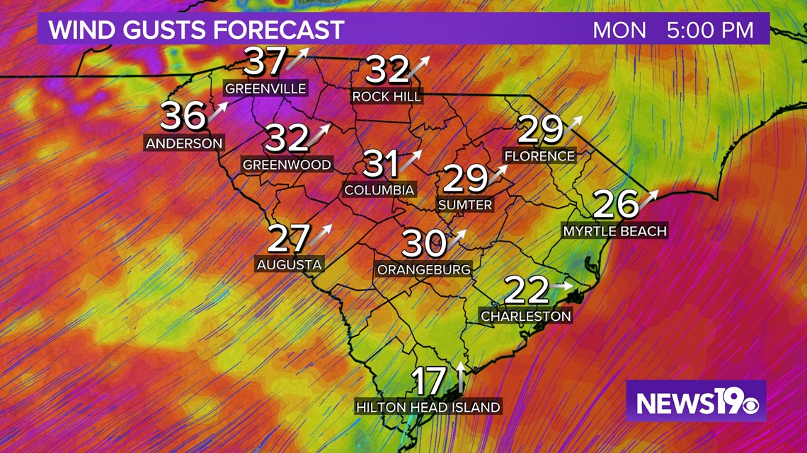 Windy Monday afternoon, tracking late week storm chances | wltx.com