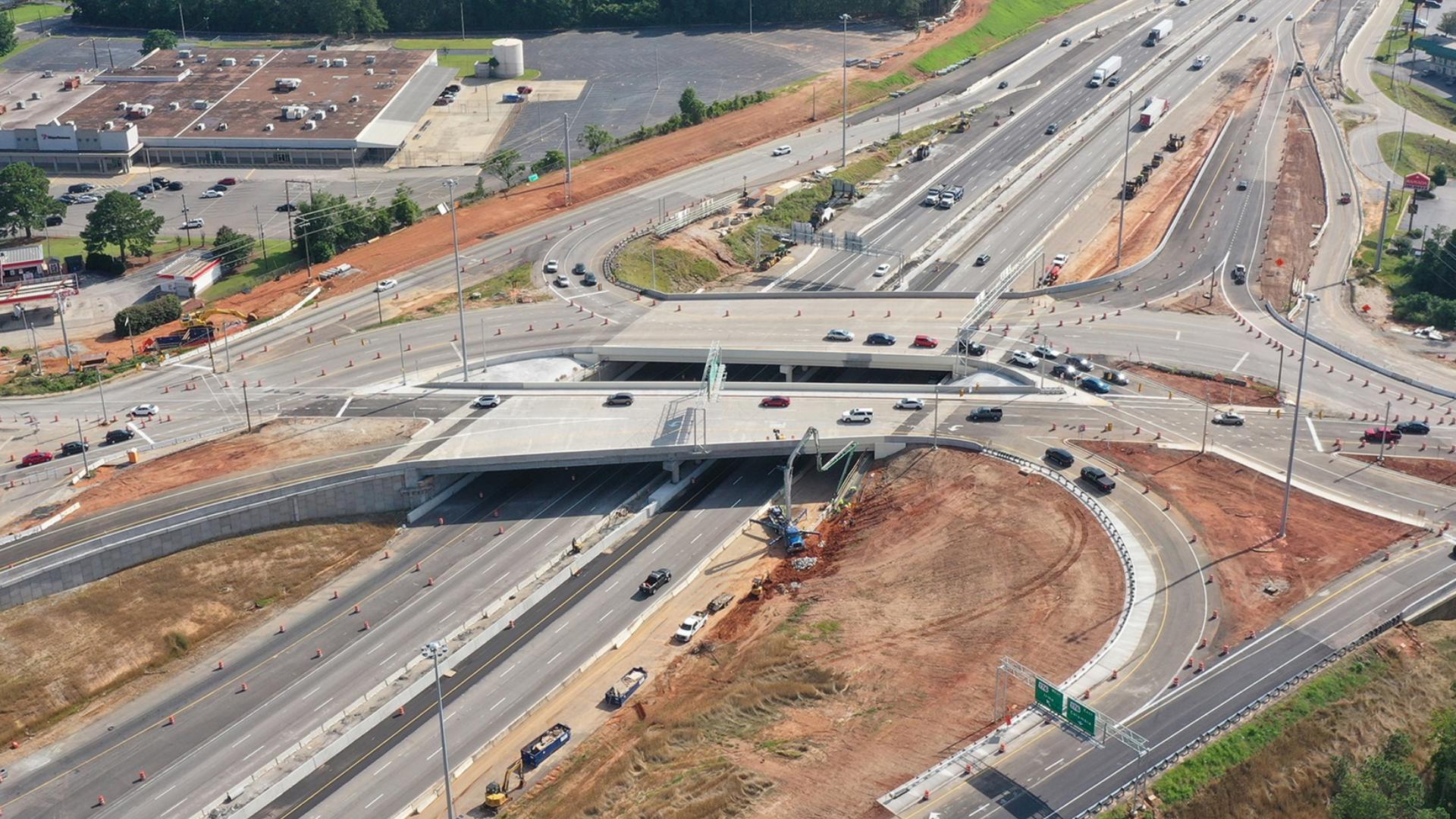 New I-20 diverging diamond nears completion at Broad River Road in ...
