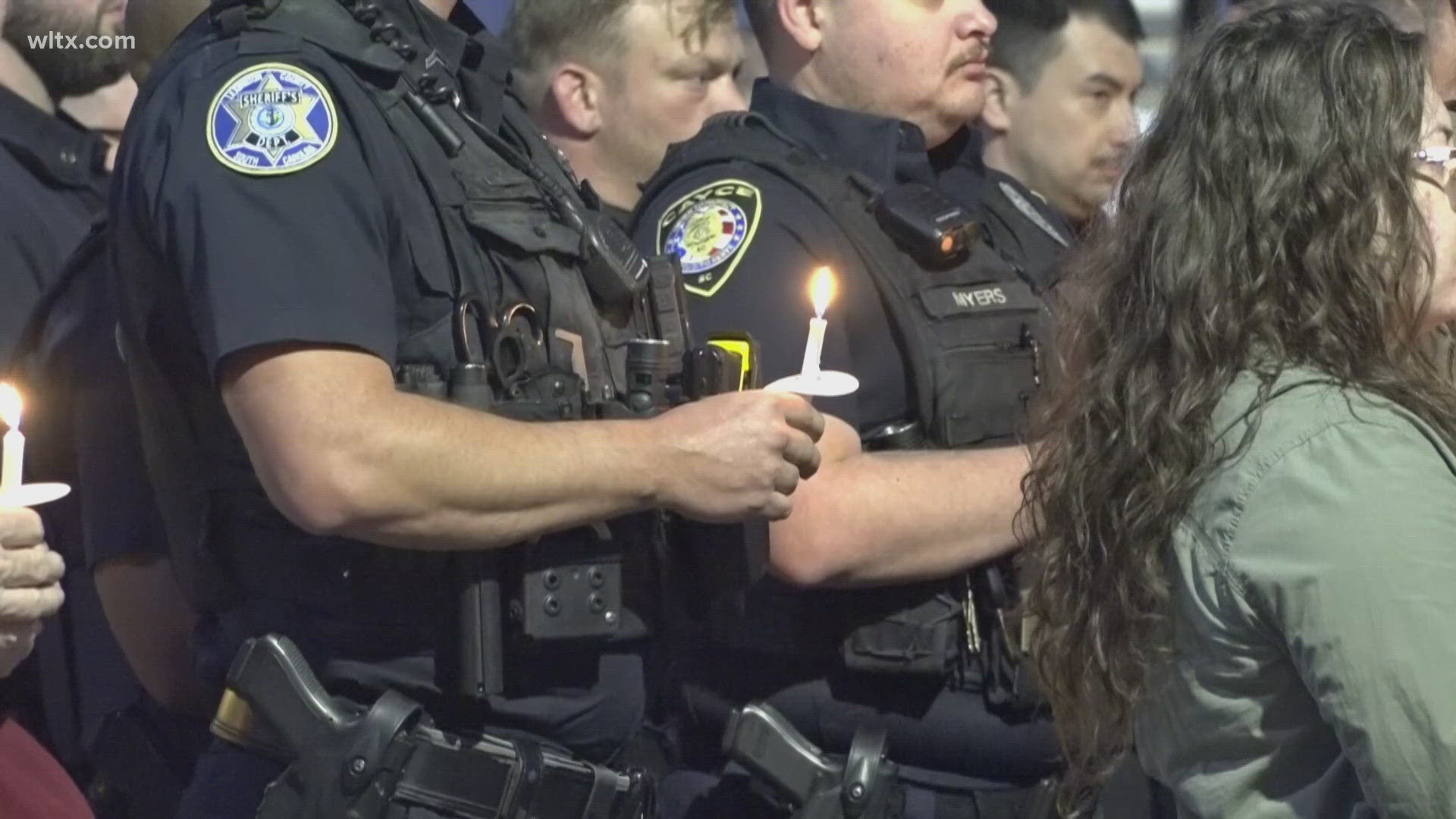 Candlelight vigil held for fallen officer Drew Barr in Cayce | wltx.com