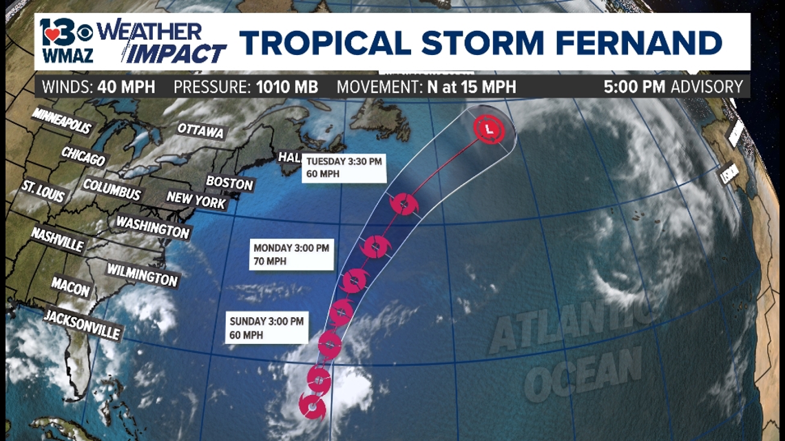 Tropical Storm Fernand forms southeast of Bermuda as Invest 99L weakens ...
