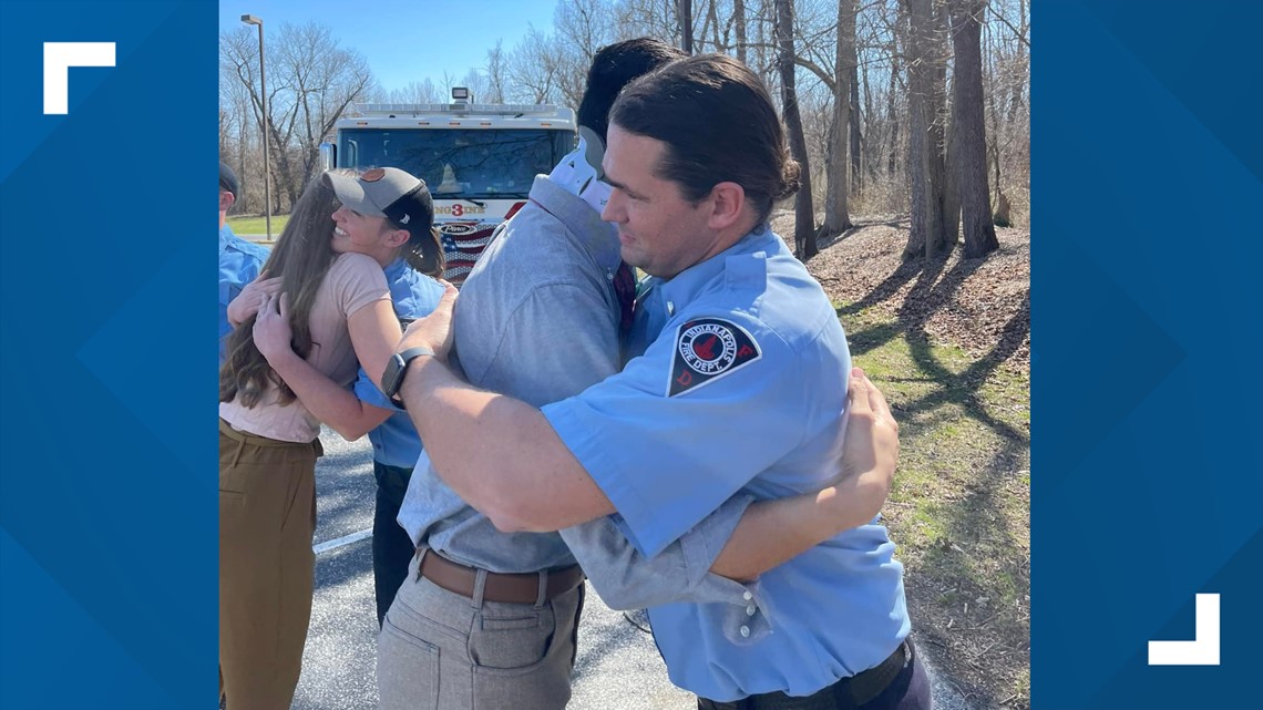 Officer Thomas Mangan meets firefighters who saved his life | wltx.com