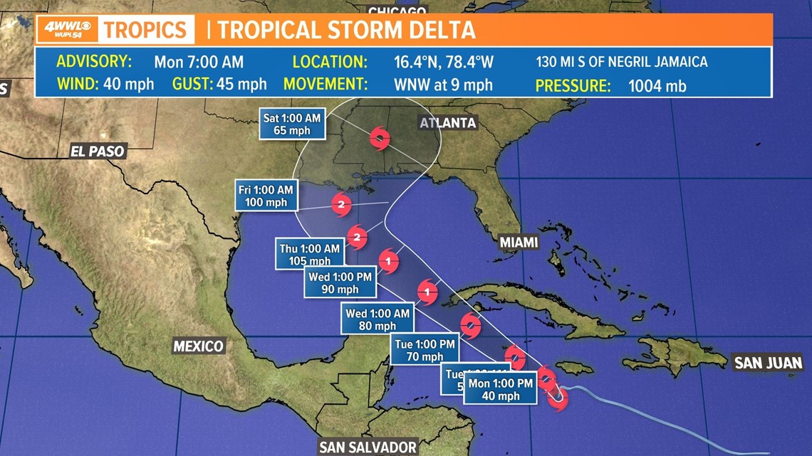 Tropical Storm Delta forms, heads into the Gulf late Tuesday | wltx.com