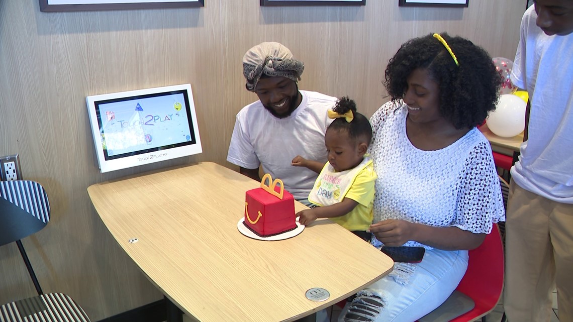 Atlanta baby born McDonald's restroom birthday party college fund ...